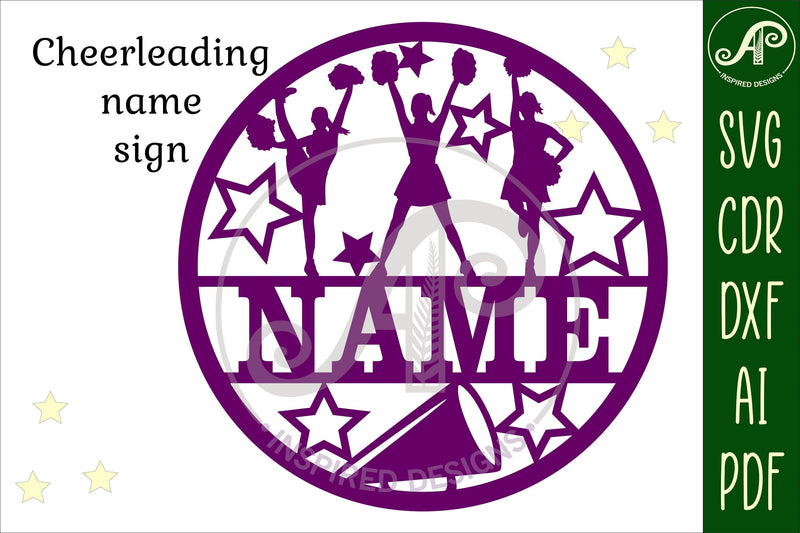 Cheerleading Name sign svg laser cut template - So Fontsy