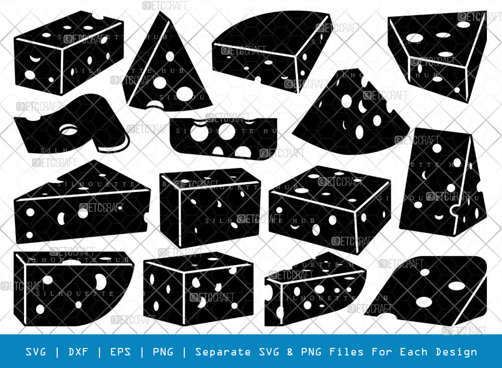 Cheese SVG, Cheese Silhouette, Swiss Cheese Svg, Cheese Slice Svg, Cheese Wedge Svg, Fast Food ...