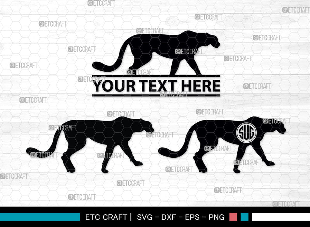 Cheetah Monogram, Cheetah Silhouette, Cheetah SVG, Leopard Svg, Cougar ...