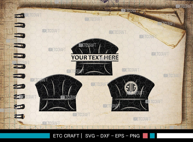 Chef Hat Monogram, Chef Hat Silhouette, Chef Hat SVG, Cook Hat Svg ...