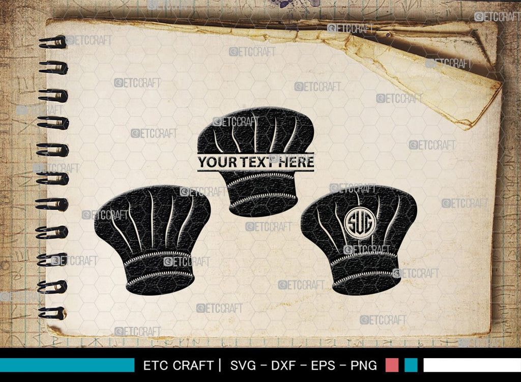 Chef Hat Monogram, Chef Hat Silhouette, Chef Hat SVG, Cook Hat Svg ...