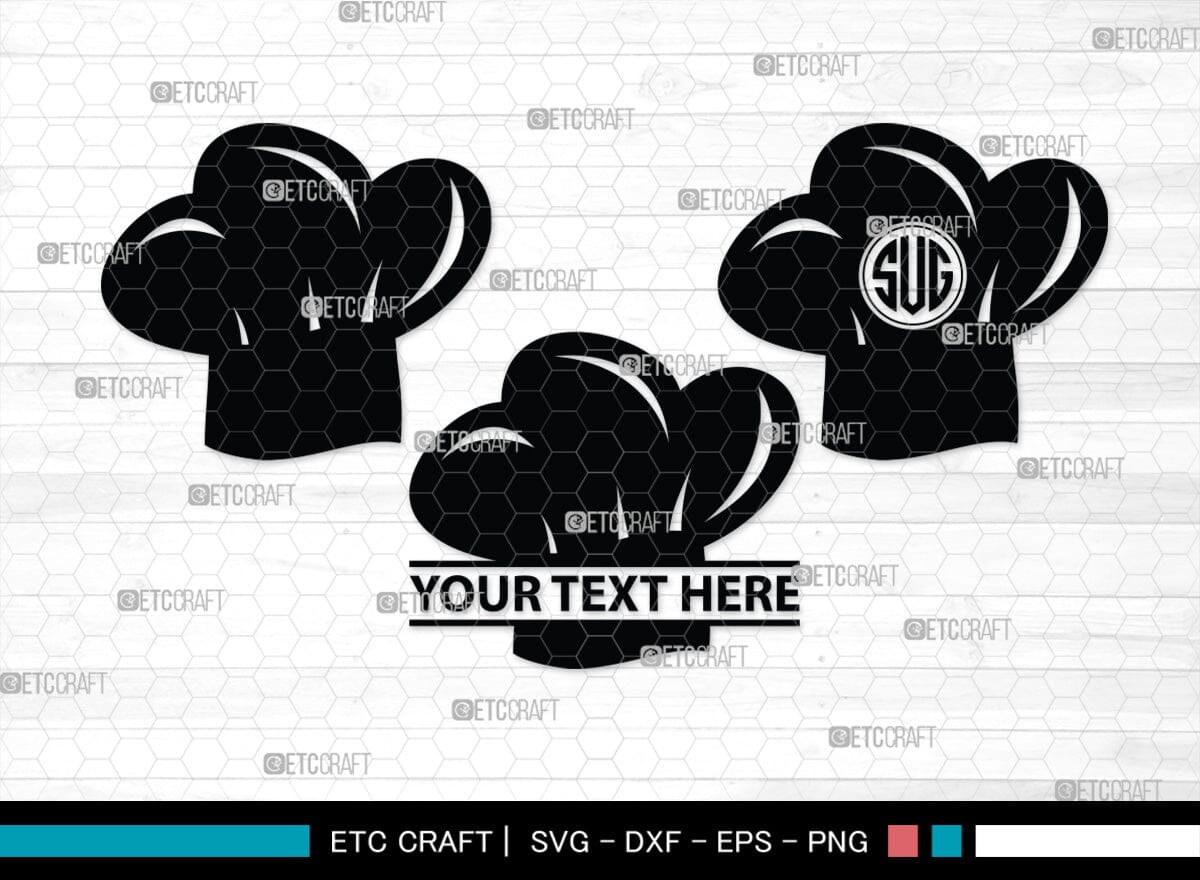 Chef Hat Monogram, Chef Hat Silhouette, Chef Hat SVG, Cook Hat Svg ...