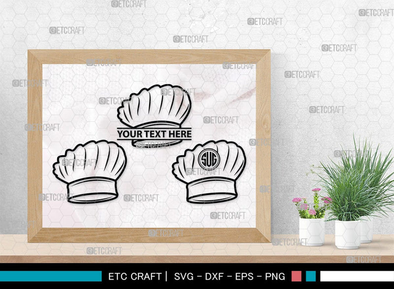Chef Hat Monogram, Chef Hat Silhouette, Chef Hat SVG, Cook Hat Svg ...