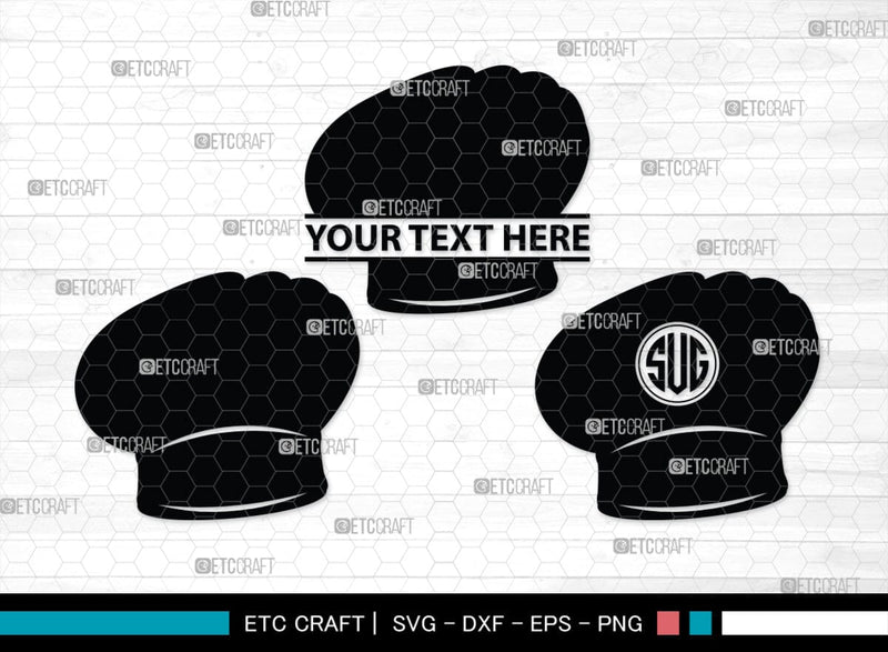 Chef Hat Monogram, Chef Hat Silhouette, Chef Hat SVG, Cook Hat Svg ...