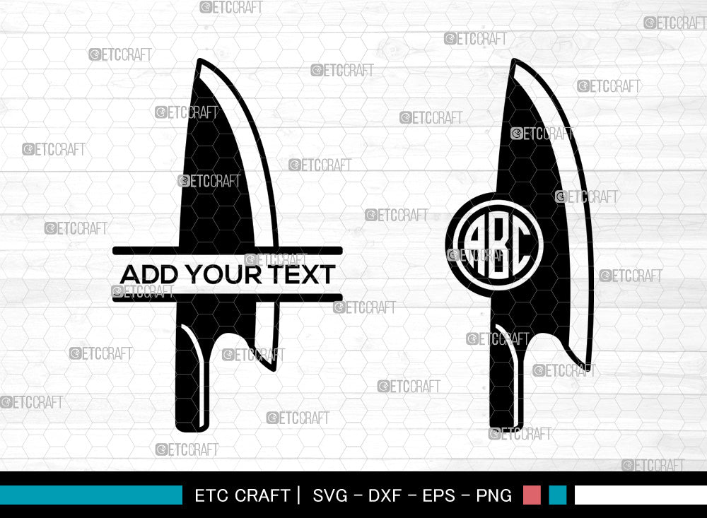 Chef Knife Monogram SVG, Split Monogram SVG, Butcher Knife Svg, Cross ...