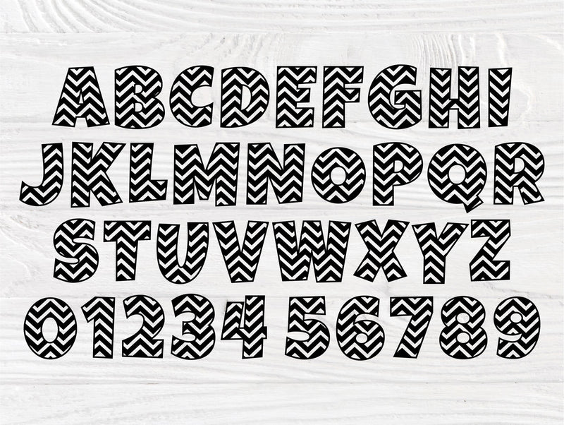 Chevron Alphabet SVG, Kids Font, Letters & Numbers - So Fontsy