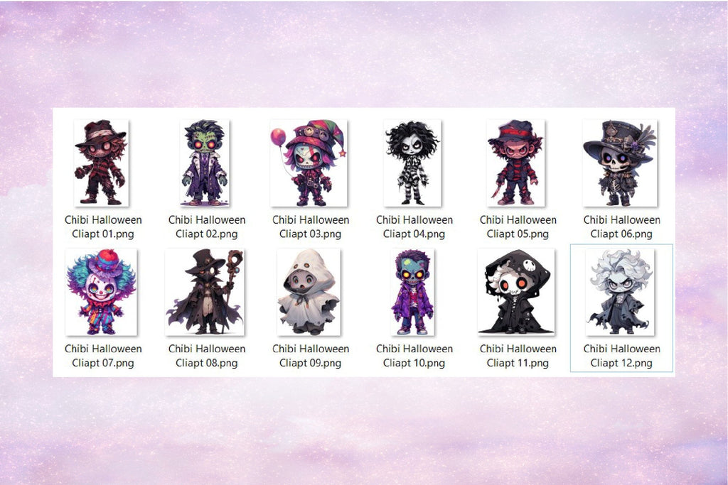 Chibi Halloween Clipart Bundle: PNG Horor Clipart - So Fontsy