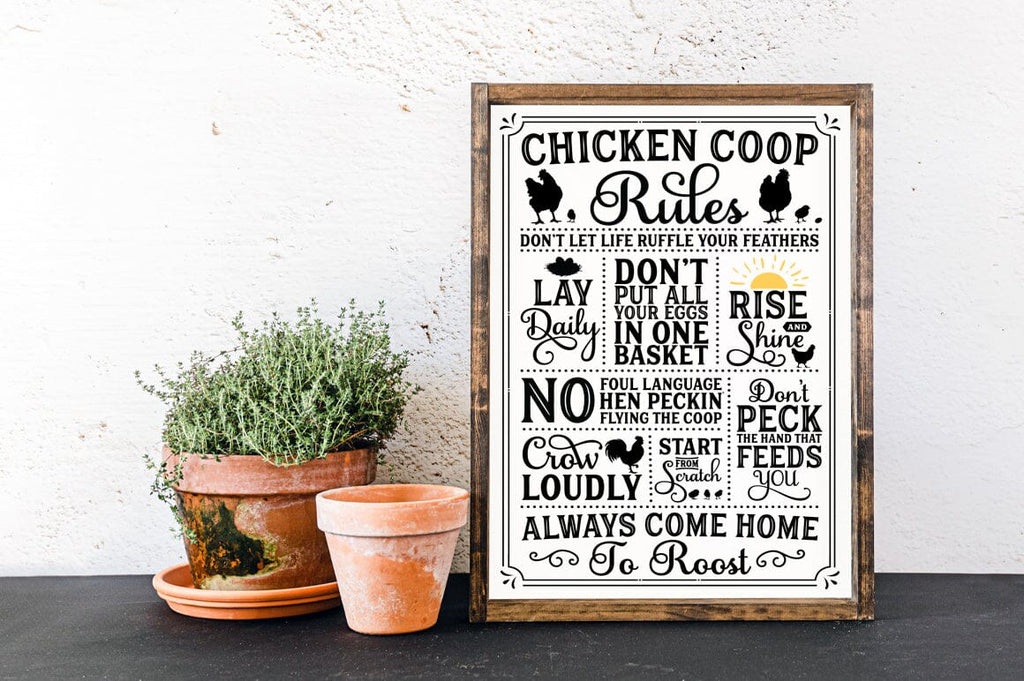 Chicken Coop Rules SVG - Funny Chicken Cut File - So Fontsy