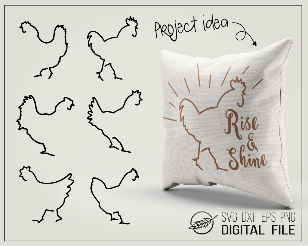 Chicken line art - So Fontsy