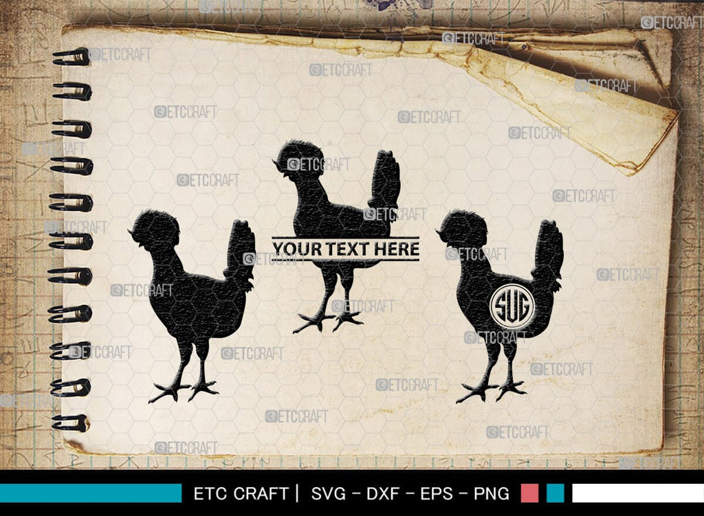 Chicken Monogram, Chicken Silhouette, Chicken SVG, Hen Svg, Chick Svg ...