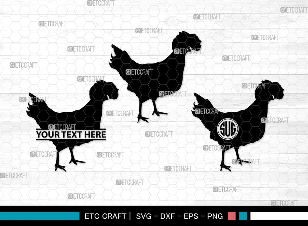 Chicken Monogram, Chicken Silhouette, Chicken SVG, Hen Svg, Chick Svg ...