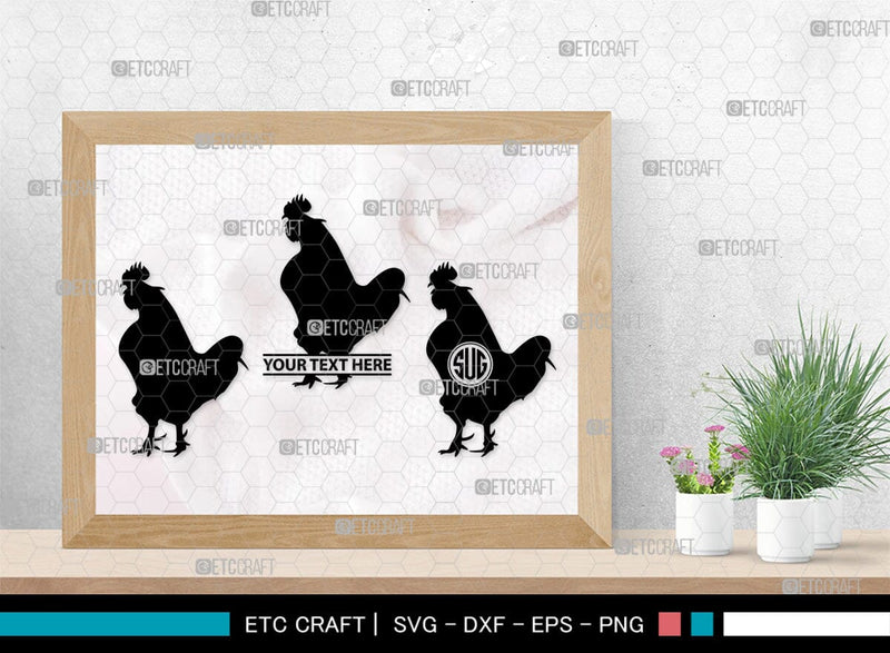 Chicken Monogram, Chicken Silhouette, Chicken SVG, Hen Svg, Chick Svg ...