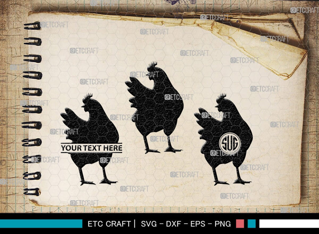 Chicken Monogram, Chicken Silhouette, Chicken SVG, Hen Svg, Chick Svg ...