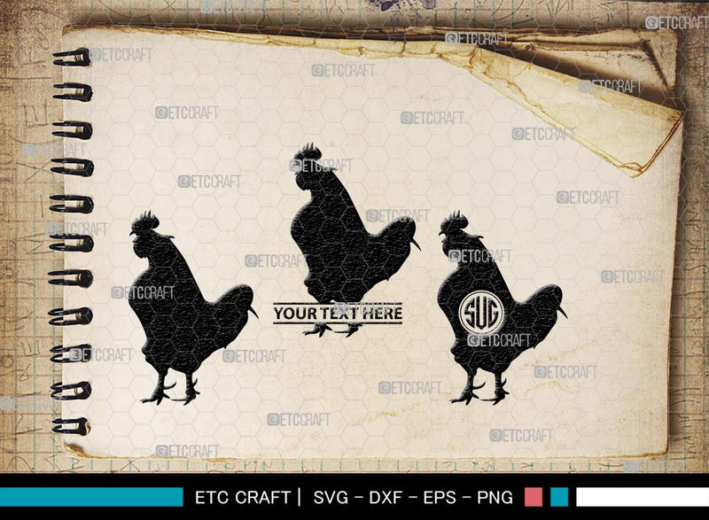 Chicken Monogram, Chicken Silhouette, Chicken SVG, Hen Svg, Chick Svg ...
