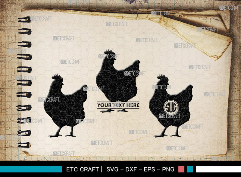 Chicken Monogram, Chicken Silhouette, Chicken SVG, Hen Svg, Chick Svg ...