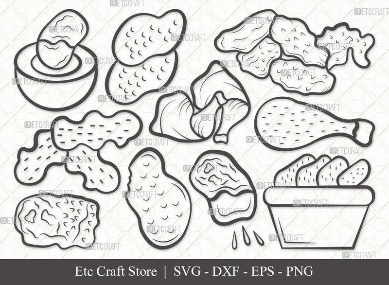 Chicken Nuggets Outline SVG Cut File | Chicken Svg | Nuggets Svg ...