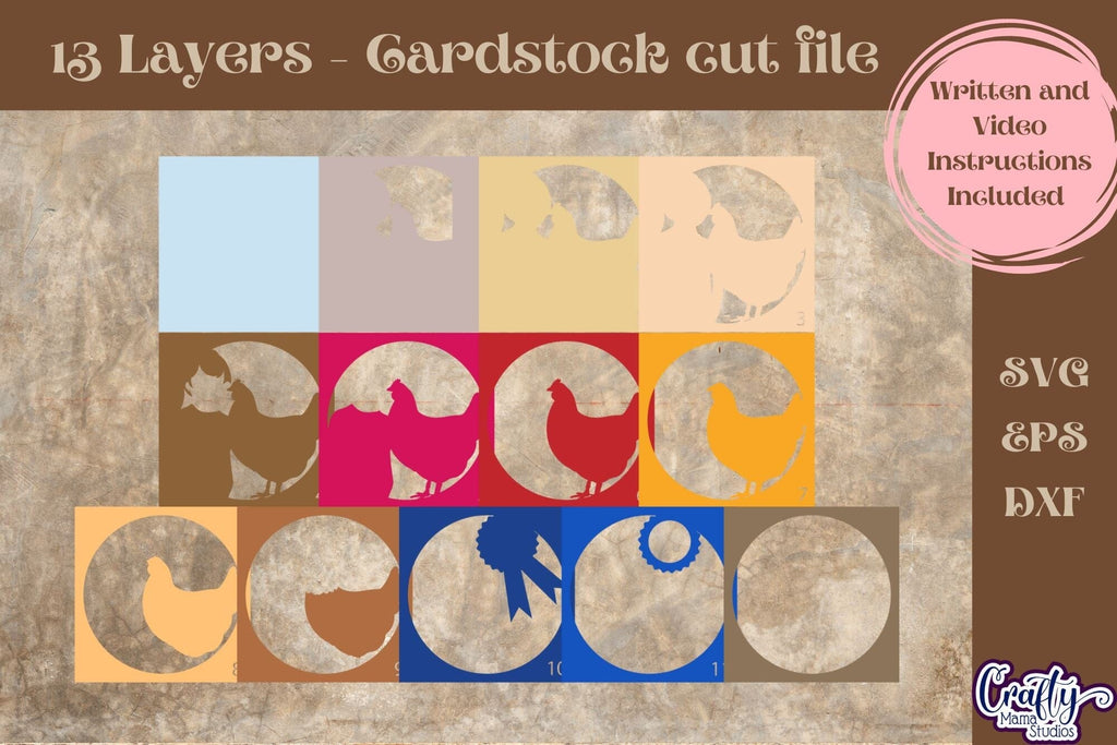 Chicken Svg Shadow Box, 3D Layered Chicken Competition File - So Fontsy