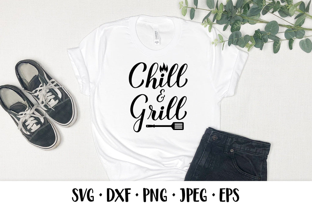 Chill and Grill SVG. BBQ quote. Barbeque saying - So Fontsy