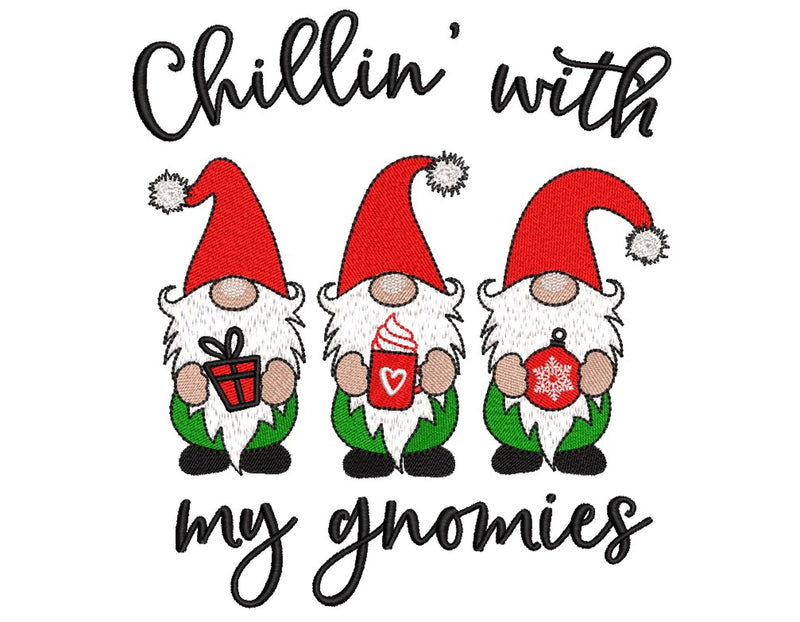 Chillin’ with My Gnomies Embroidery Design, Christmas Gnomes Embroidery ...