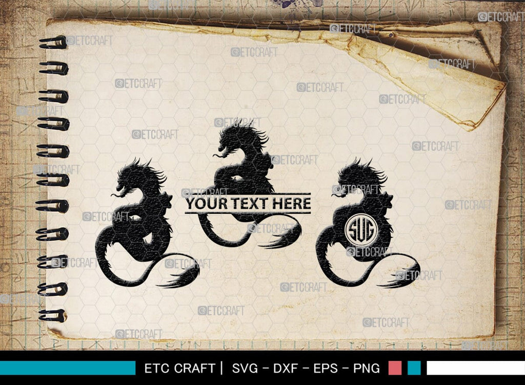 Chinese Dragon Monogram, Chinese Dragon Silhouette, Chinese Dragon SVG ...