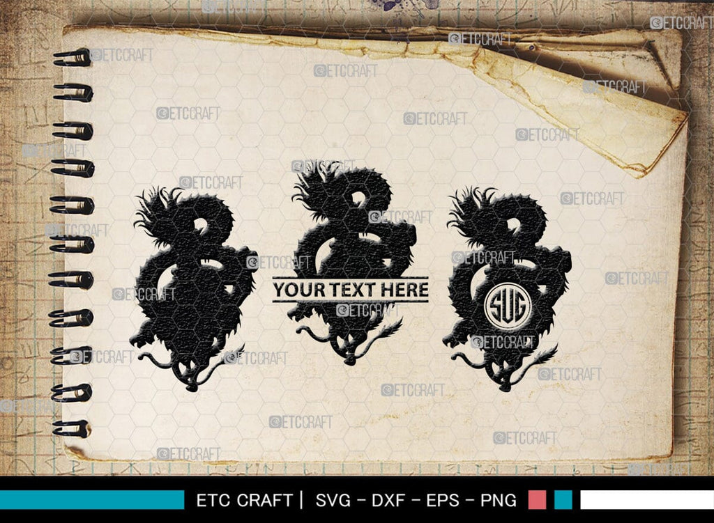 Chinese Dragon Monogram, Chinese Dragon Silhouette, Chinese Dragon SVG ...
