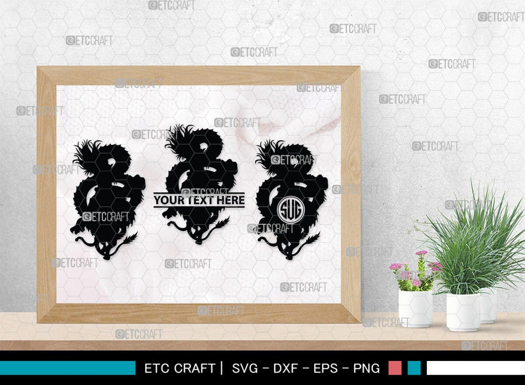 Chinese Dragon Monogram, Chinese Dragon Silhouette, Chinese Dragon SVG ...