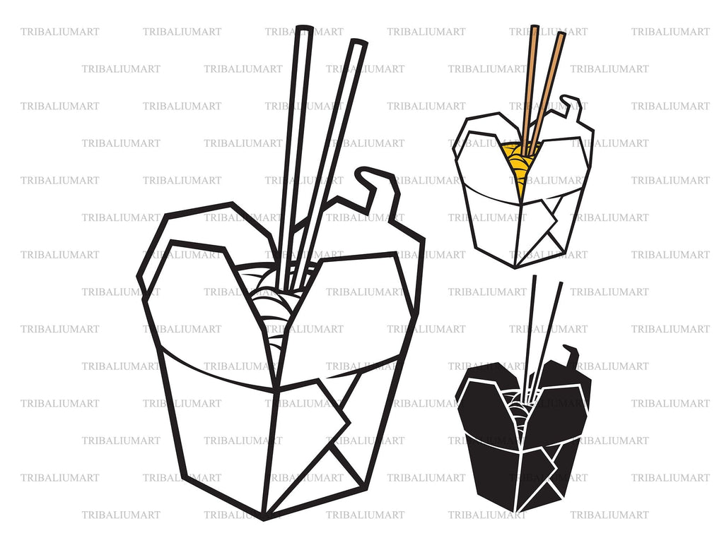 Chinese Fast Food Take-Out Box. Cut files for Cricut. Clip Art (eps ...