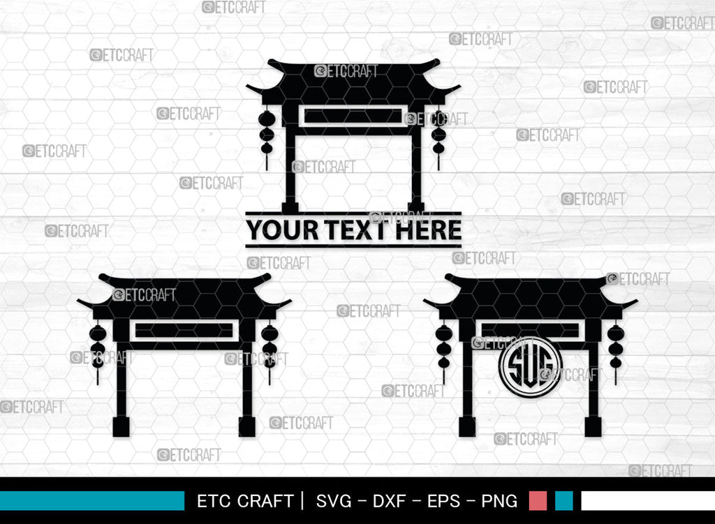 Chinese Gate Monogram, Chinese Gate Silhouette, Chinese Gate SVG ...