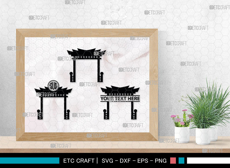 Chinese Gate Monogram, Chinese Gate Silhouette, Chinese Gate SVG ...
