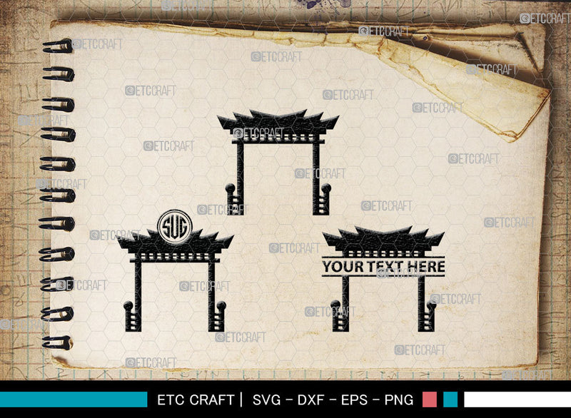 Chinese Gate Monogram, Chinese Gate Silhouette, Chinese Gate SVG ...