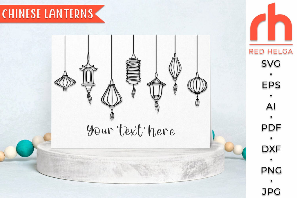 Chinese Lanterns SVG - Hanging Lanterns Cut File - So Fontsy