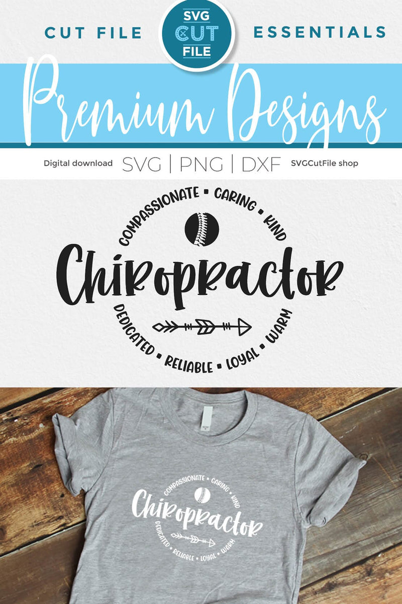 Chiropractor svg with round circle for men or women - So Fontsy
