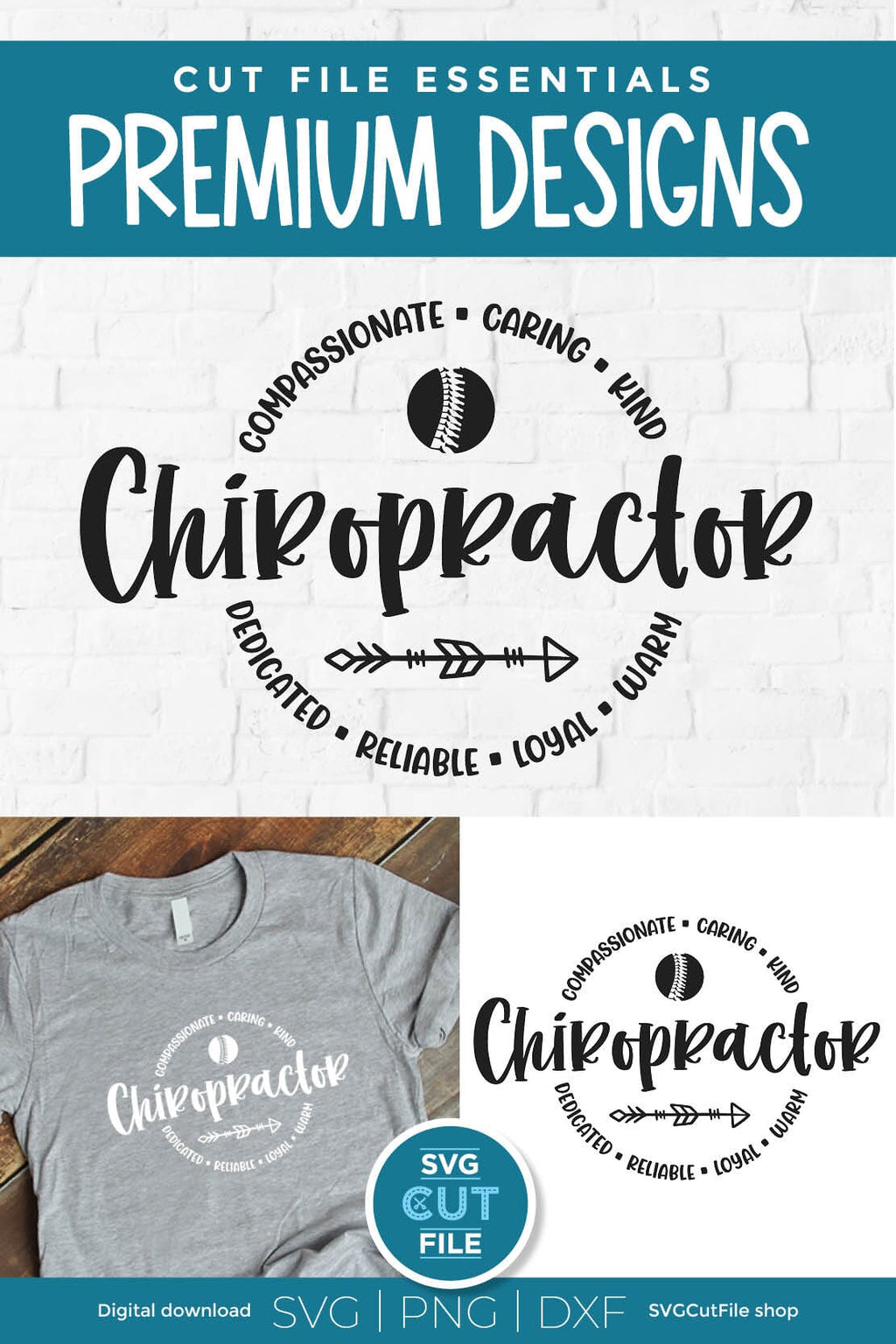 Chiropractor svg with round circle for men or women - So Fontsy