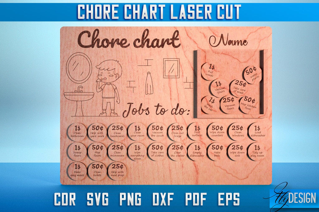 Chore Chart Laser Cut SVG | Chore Chart SVG Design | CNC Files - So Fontsy