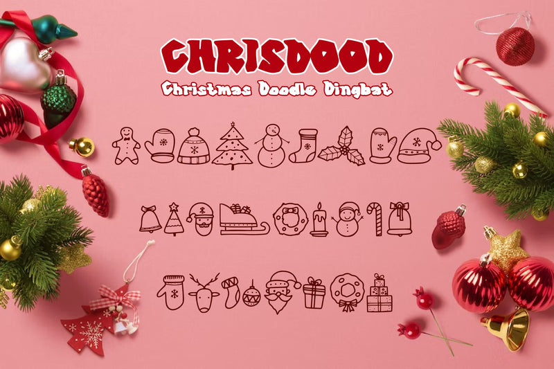 Chrisdood - A Christmas Doodle Font - So Fontsy