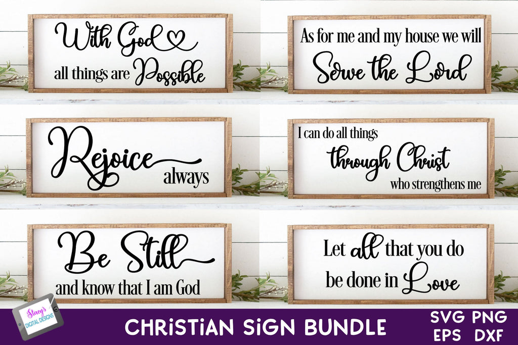 Christian Sign Bundle | 6 Christian Scripture SVGs for Signs - So Fontsy