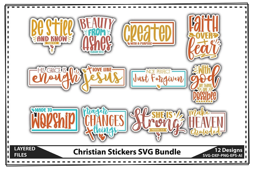 Christian Stickers SVG Bundle - So Fontsy