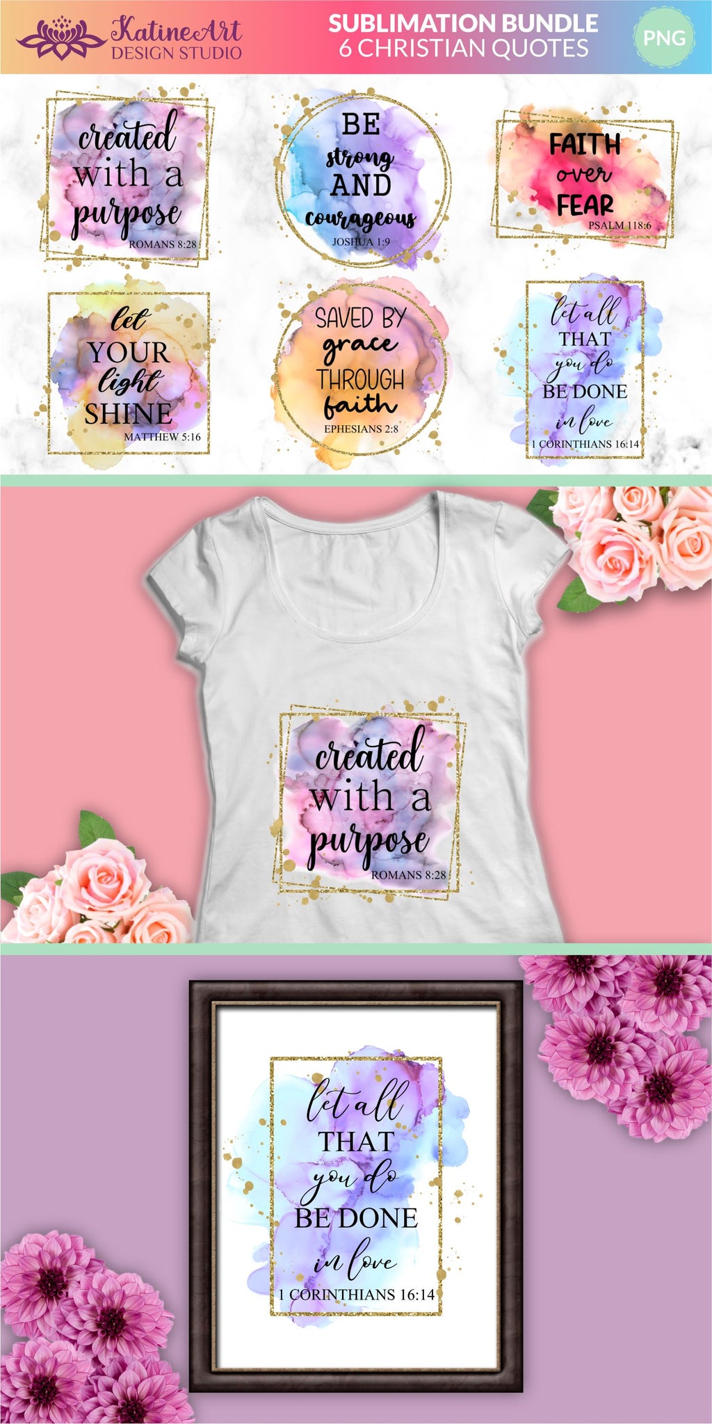 Christian Sublimation Bundle Faith Religious Quote Designs. Bible ...