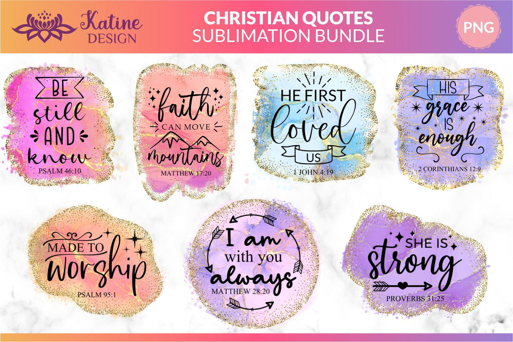 Christian Sublimation Bundle Faith Religious Quote Designs. - So Fontsy