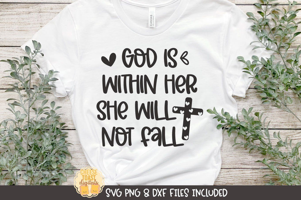 Christian SVG | God Is Within Her She Will Not Fall - So Fontsy