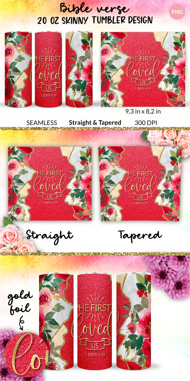 Christian Tumbler He first loved us, Bible verse Tumbler, religious ...