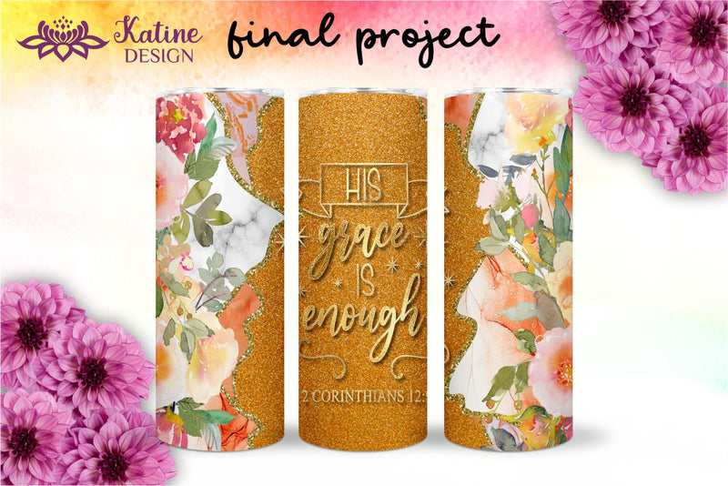 Christian Tumbler, His grace is enough, Bible verse Tumbler, religious ...