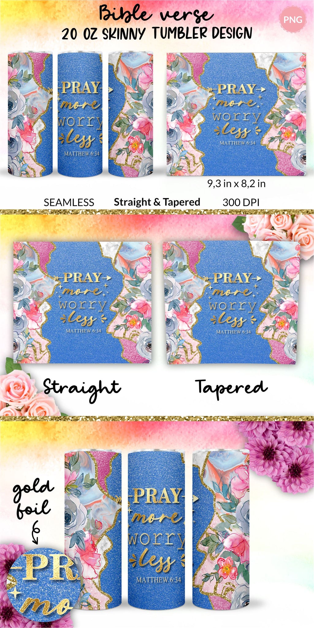 Christian Tumbler, Pray more worry less, Bible verse Tumbler, religious ...