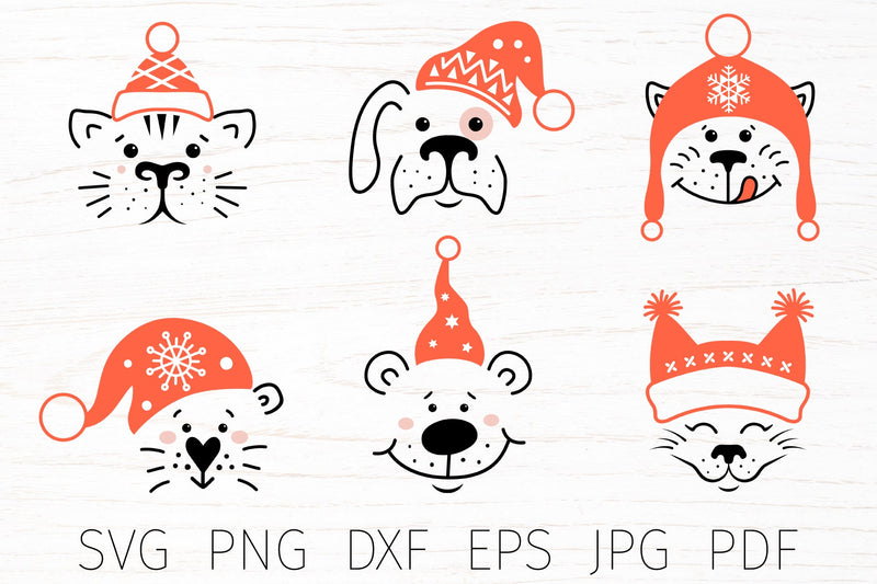 Christmas animals svg bundle, animal face svg bundle, winter - So Fontsy