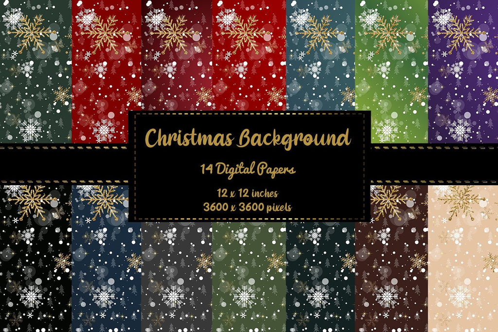 Christmas Background Digital Papers Bundle - So Fontsy