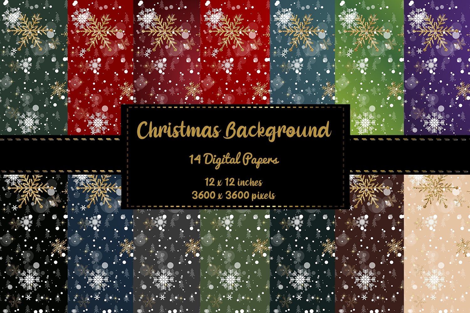 Christmas Background Digital Papers Bundle - So Fontsy