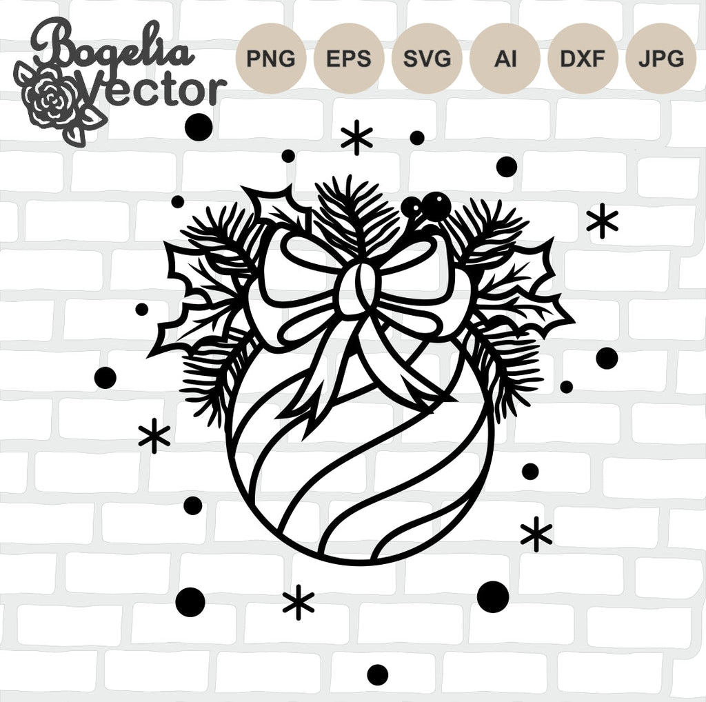 Christmas Ball Svg, Christmas Cut file, Merry Christmas Svg, Holiday ...