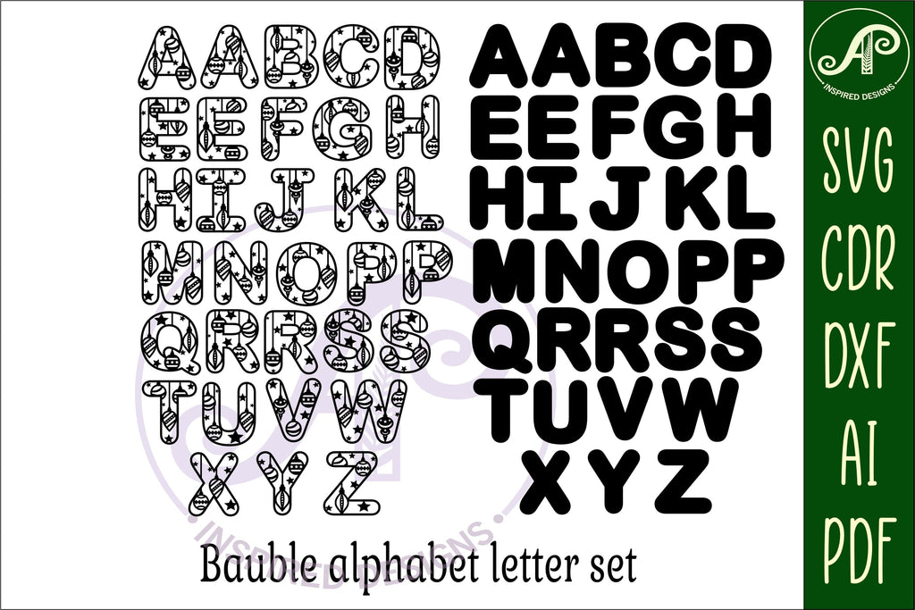 Christmas bauble letters alphabet set. 32 layered letter - So Fontsy