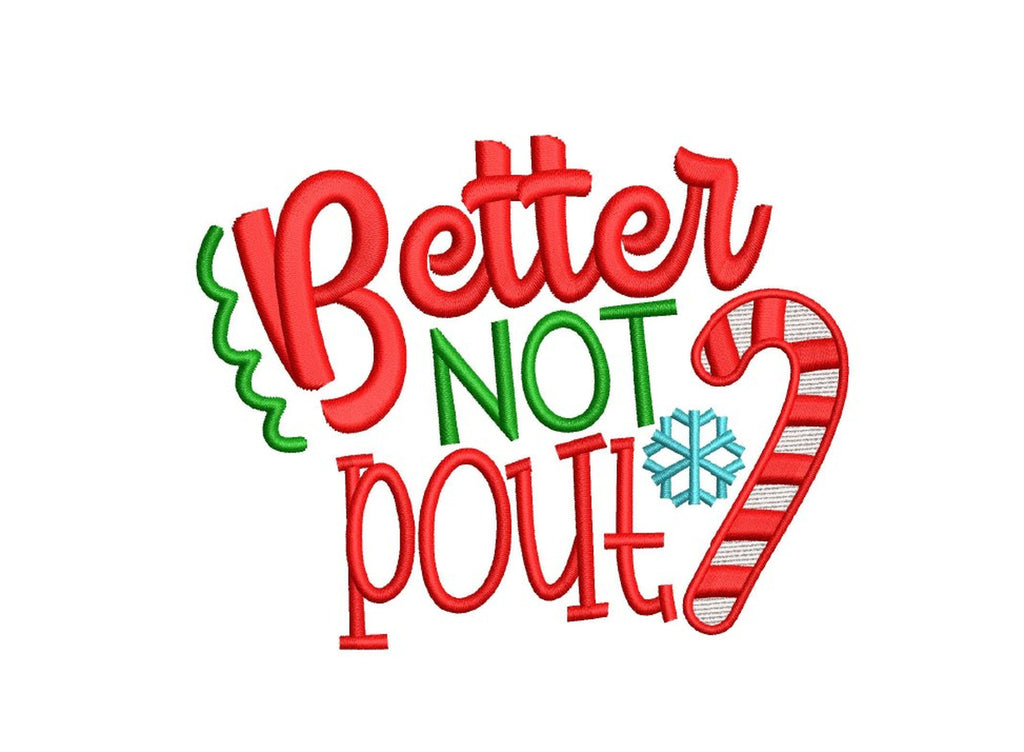 Christmas Better Not Pout Embroidery Design, 4 sizes, Instant Download ...