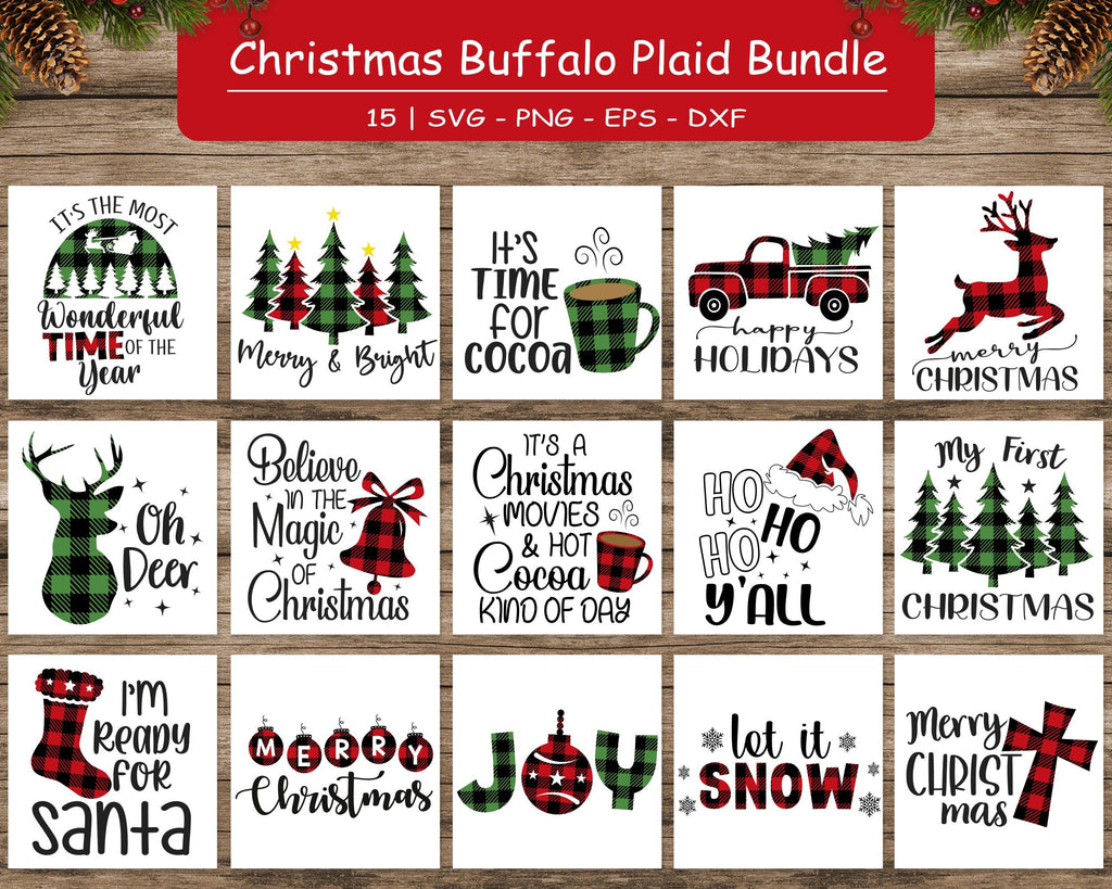 Christmas Buffalo Plaid Bundle Svg, Buffalo Plaid Svg, Christmas Bundle ...